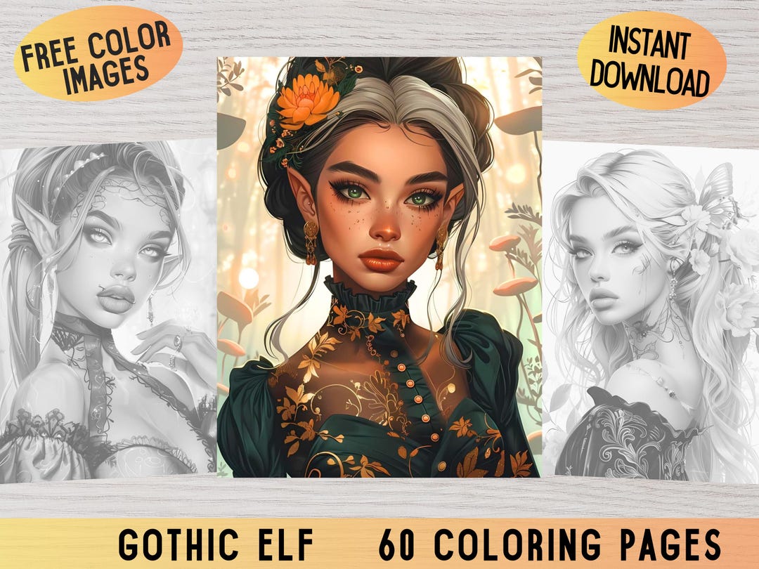 Gothic Elves Coloring Book, 60 Grayscale Fantasy Pages (printable) - Etsy