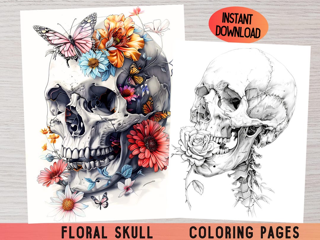 Skull Coloring, Adult Coloring Pages Skulls, Adult Skull Coloring Book ...
