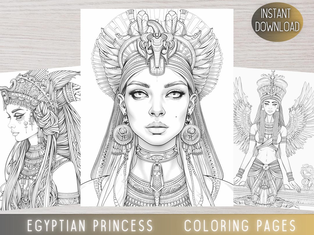 Egyptian Princess Coloring Book, Ancient Egypt Art (digital Download ...