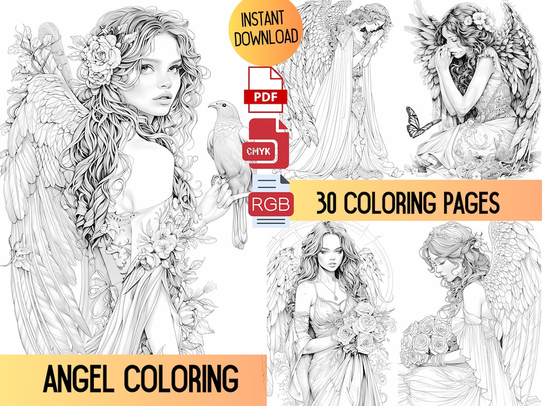 Angel Coloring Page, Angel Wings Coloring, Adult Angel Coloring Pages ...