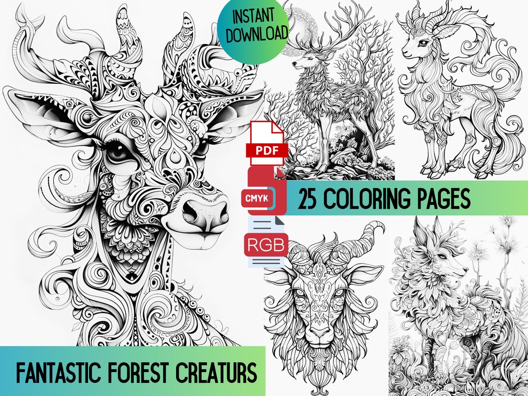 Fantastic Forest Animals Coloring Pages, Fantasy Coloring, Adult ...