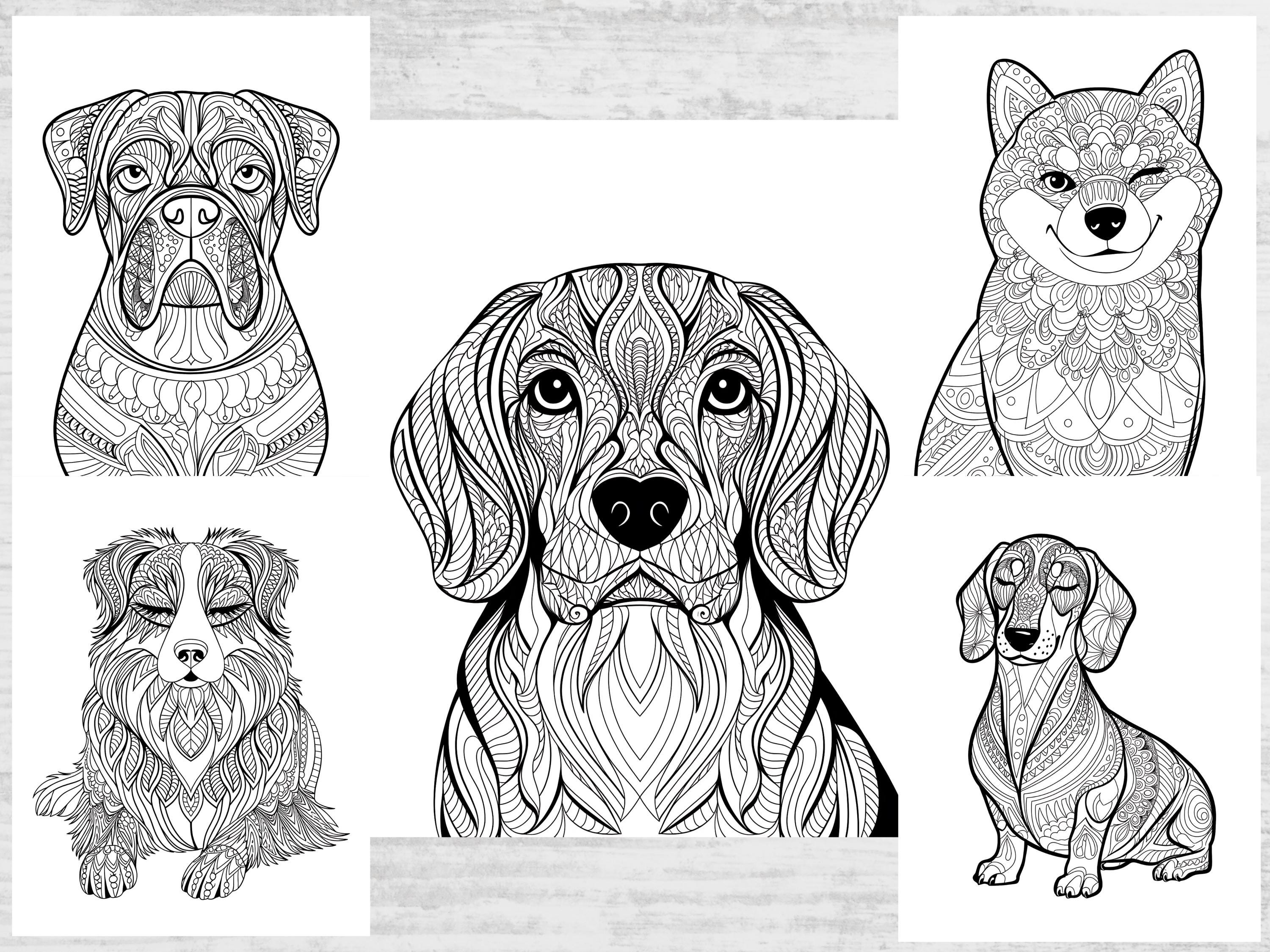 Dog Mandala Coloring Book - Printable Puppy Coloring Pages (digital ...