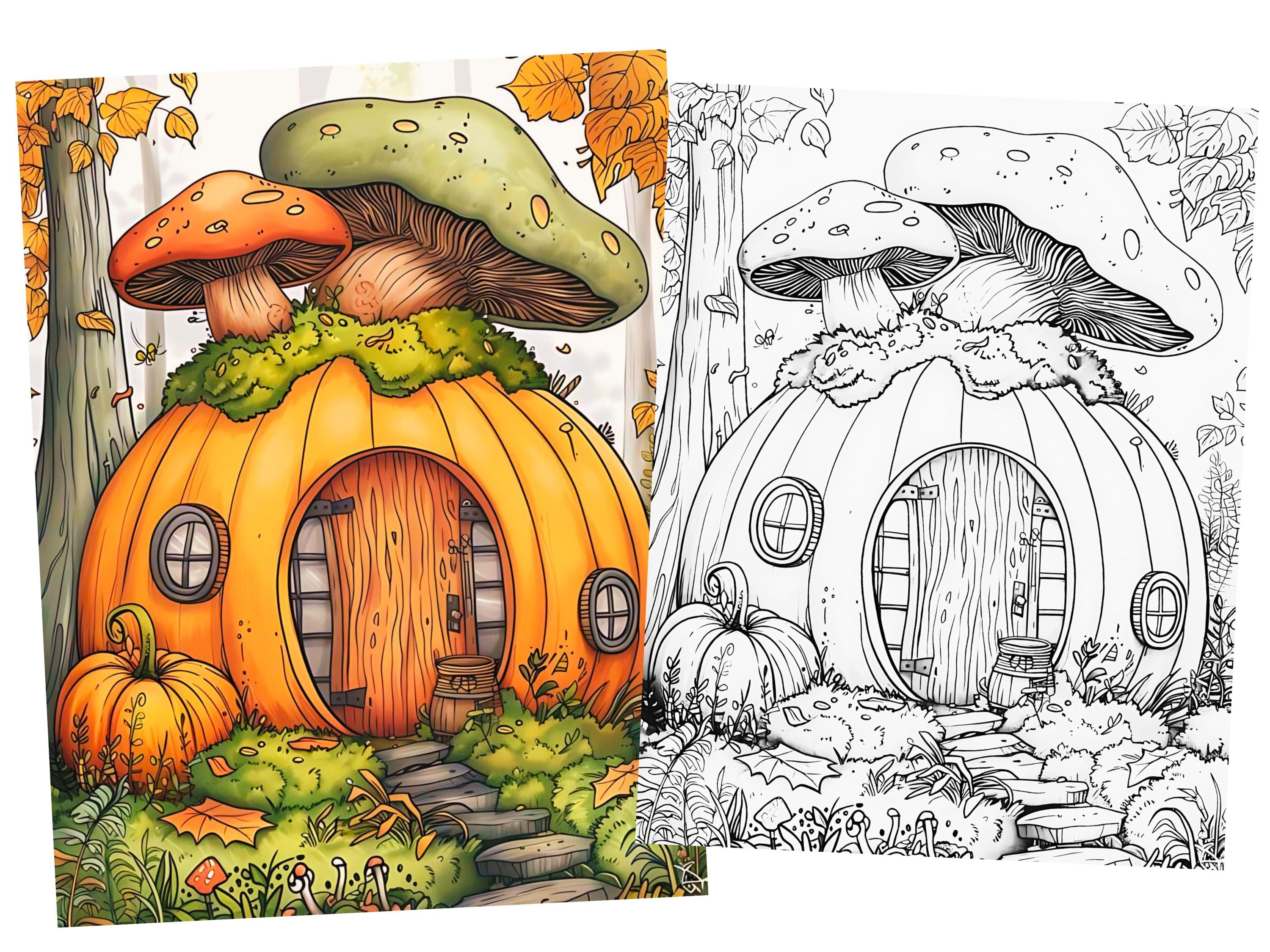 Pumpkin Houses and Carriages Coloring Book, Autumn Fantasy (PDF Pattern ...