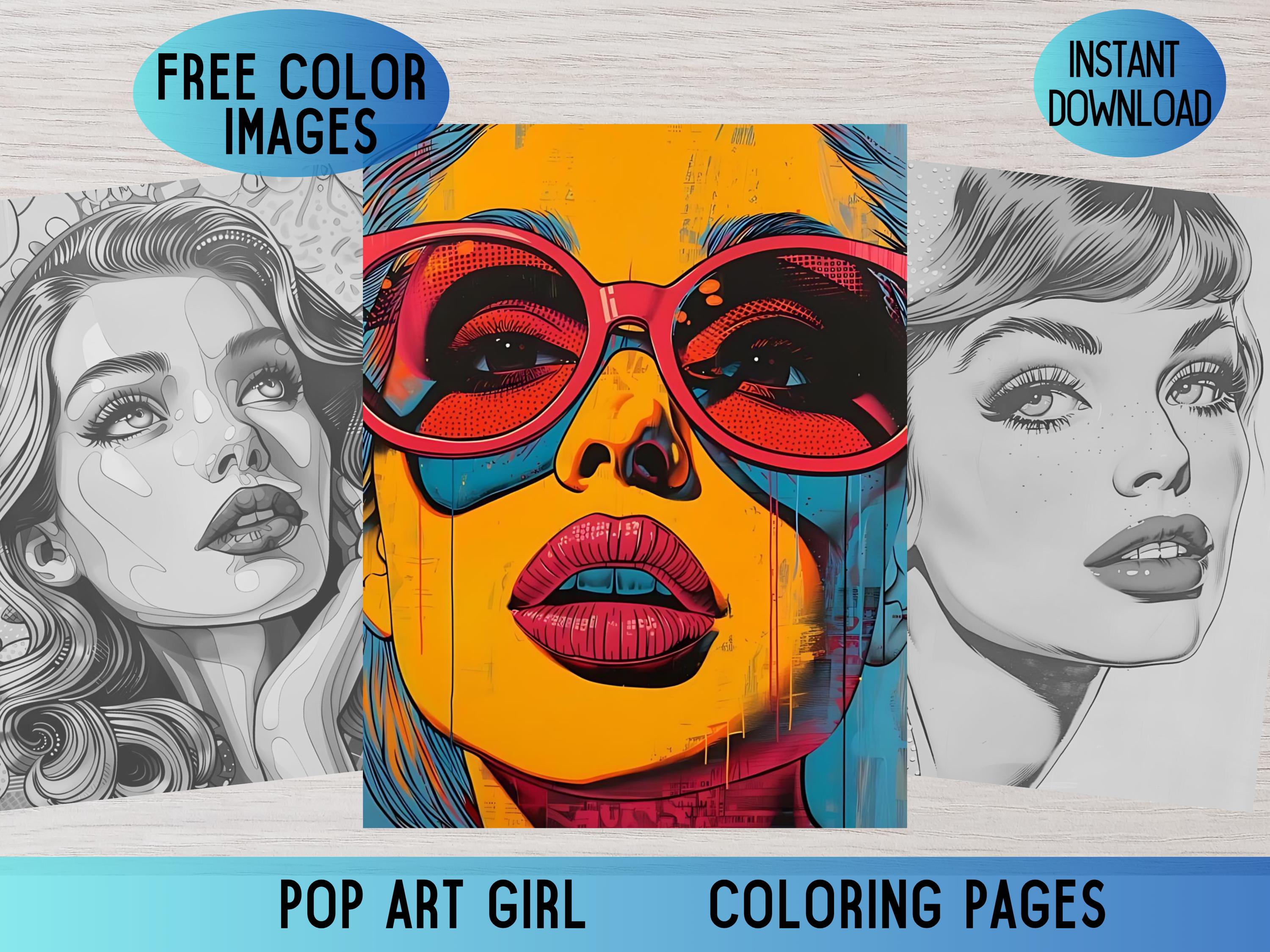 Pop Art Coloring Pages, Coloring for Adults, Vintage Coloring, Colorful ...