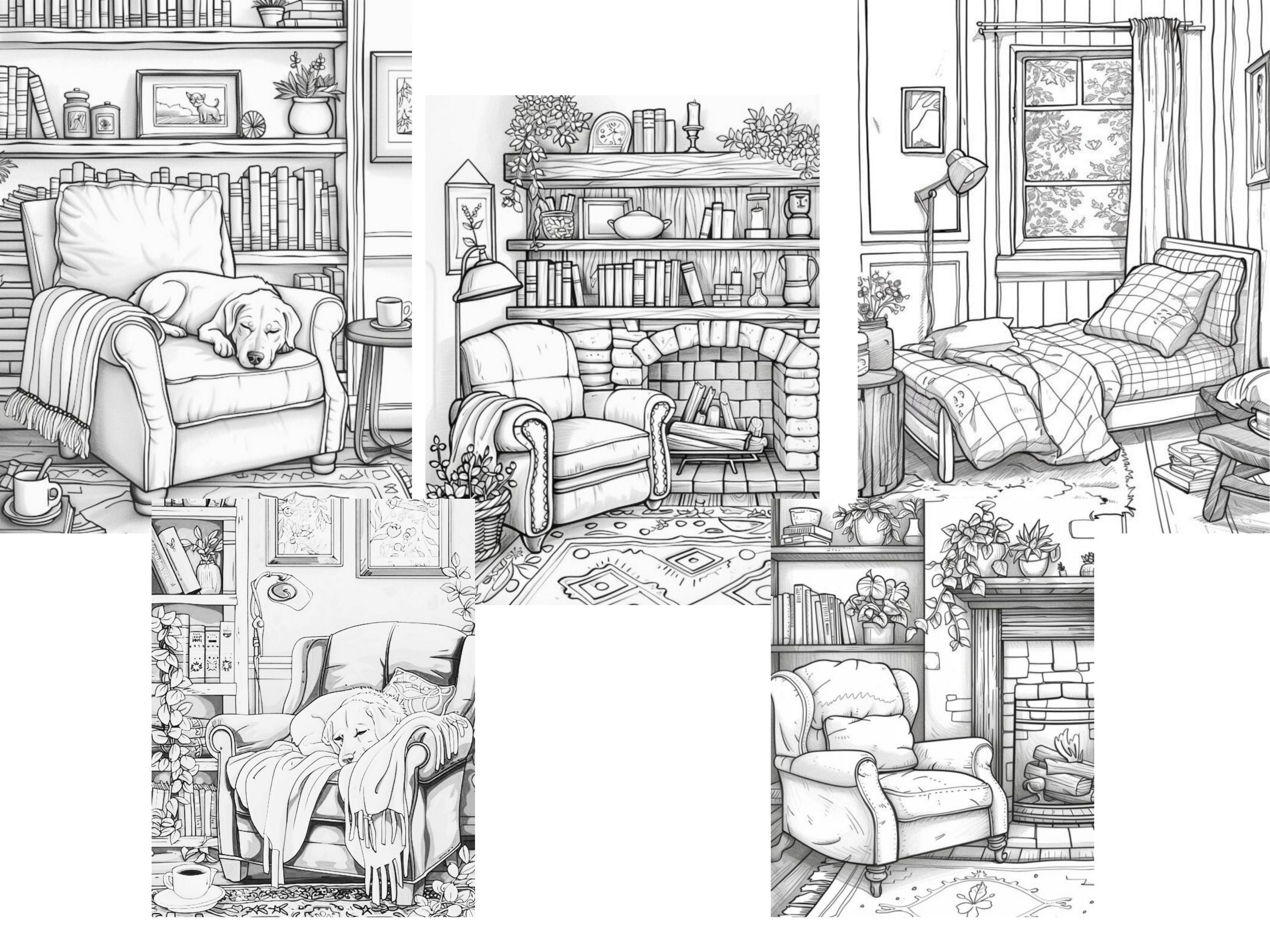 Cozy Home Coloring Pages, Cozy Coloring Book, Cozy Coloring Pages ...