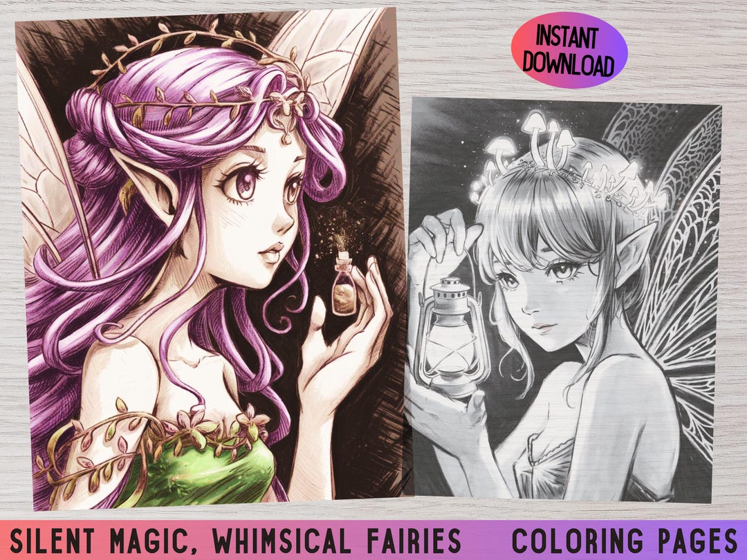 Fairy Coloring Pages, Grayscale Coloring, Fantasy Coloring,fairy Art ...