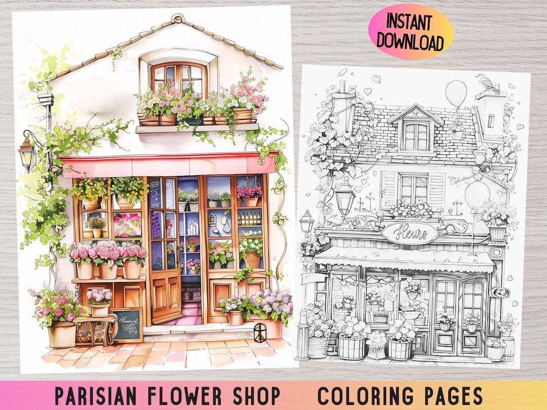 Flower Shop Coloring Pages, Adult Coloring Pages Flowers, Flower ...