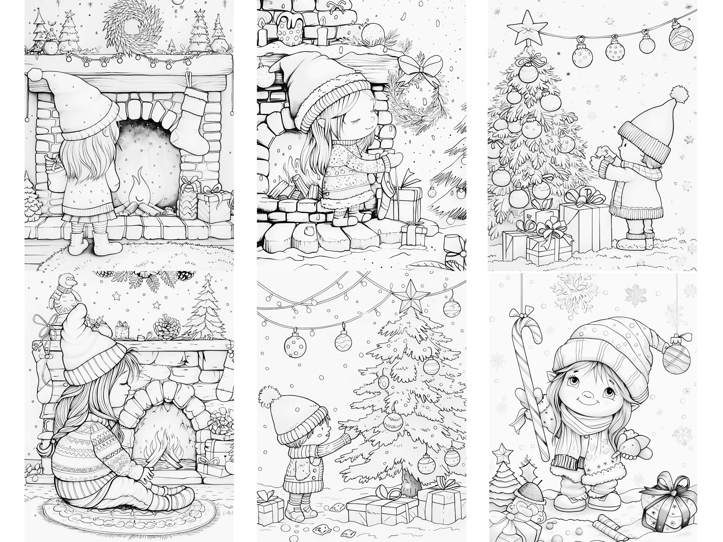 Christmas Gnome Coloring Pages, Holiday Snow Scenes (digital Download ...