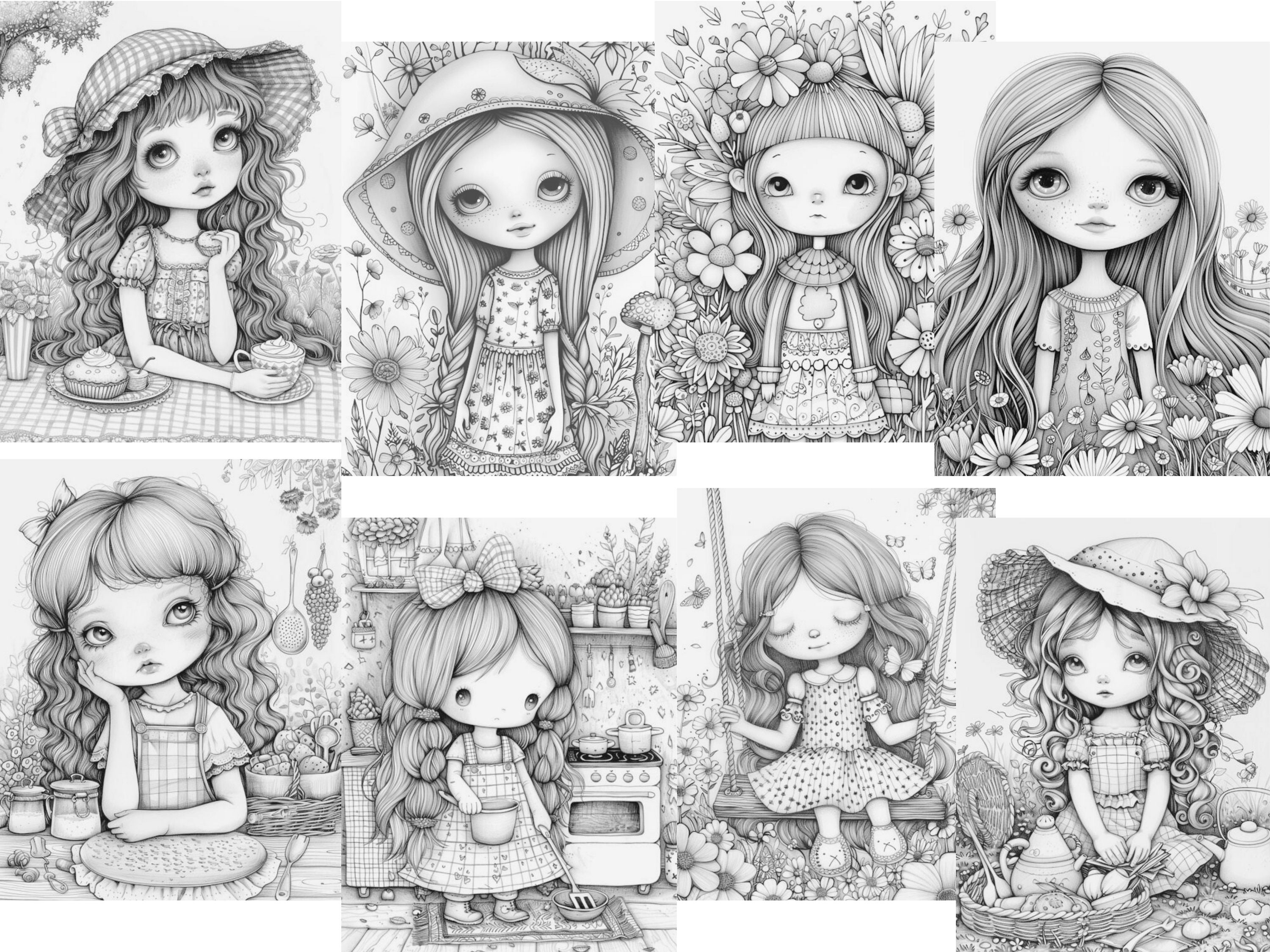 Doll Coloring Page, Printable Doll Coloring Pages, Cute Doll Coloring ...