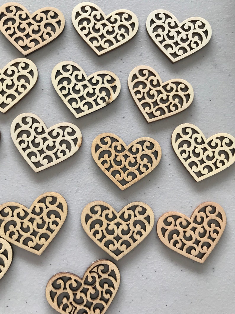 Laser Cut Wood Hearts, 19 Hearts DIY Craft and Jewelry Supplies ...