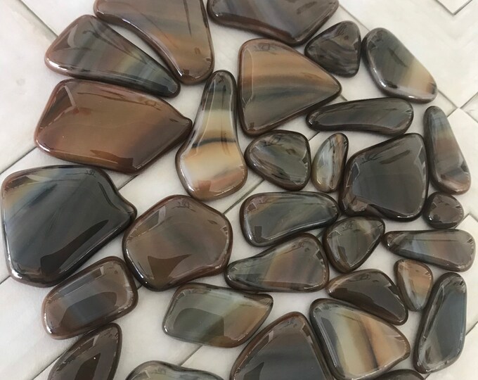Fused Glass Puddles Cabochons, Lot of 30 Chocolate Sundae, Glass ...