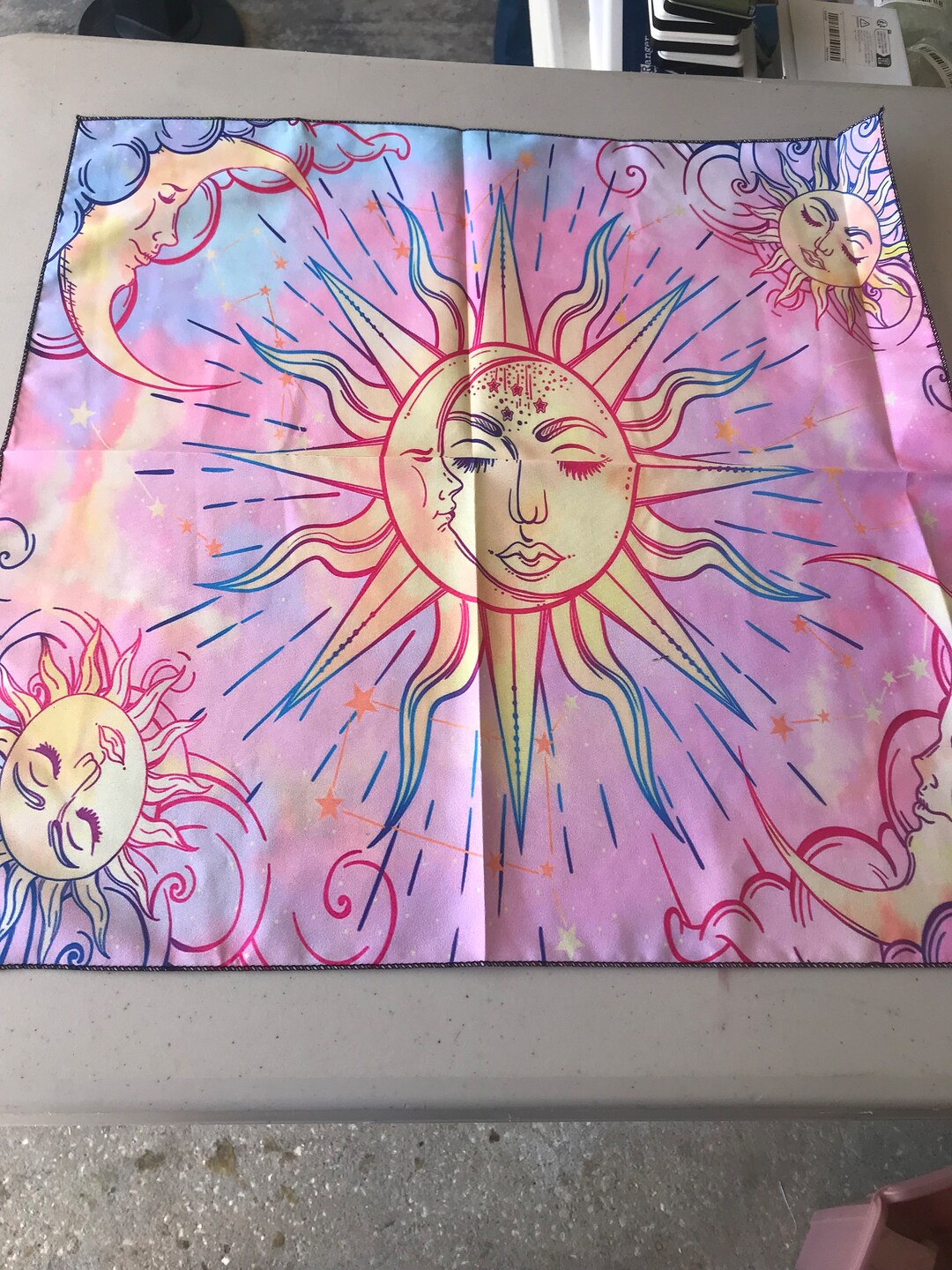 Pink Moon and Sun Goddess Pagan Altar Cloth, 18 Square Side Tablecloth ...