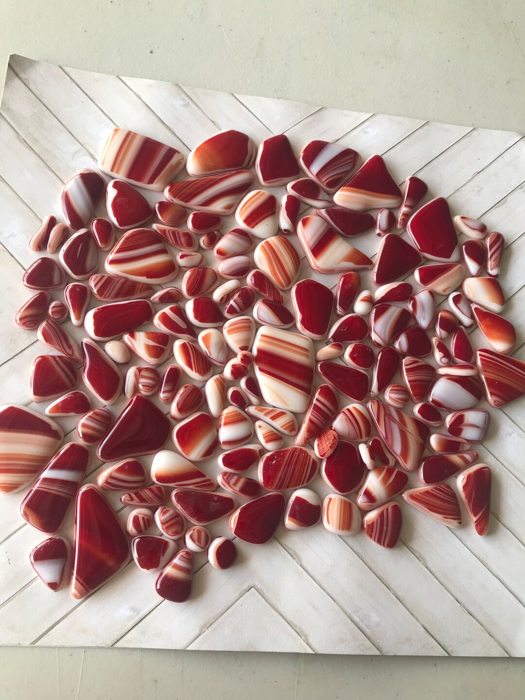 Fused Glass Puddles Cabochons, Streaky Sunset Coral White Large Lot of ...