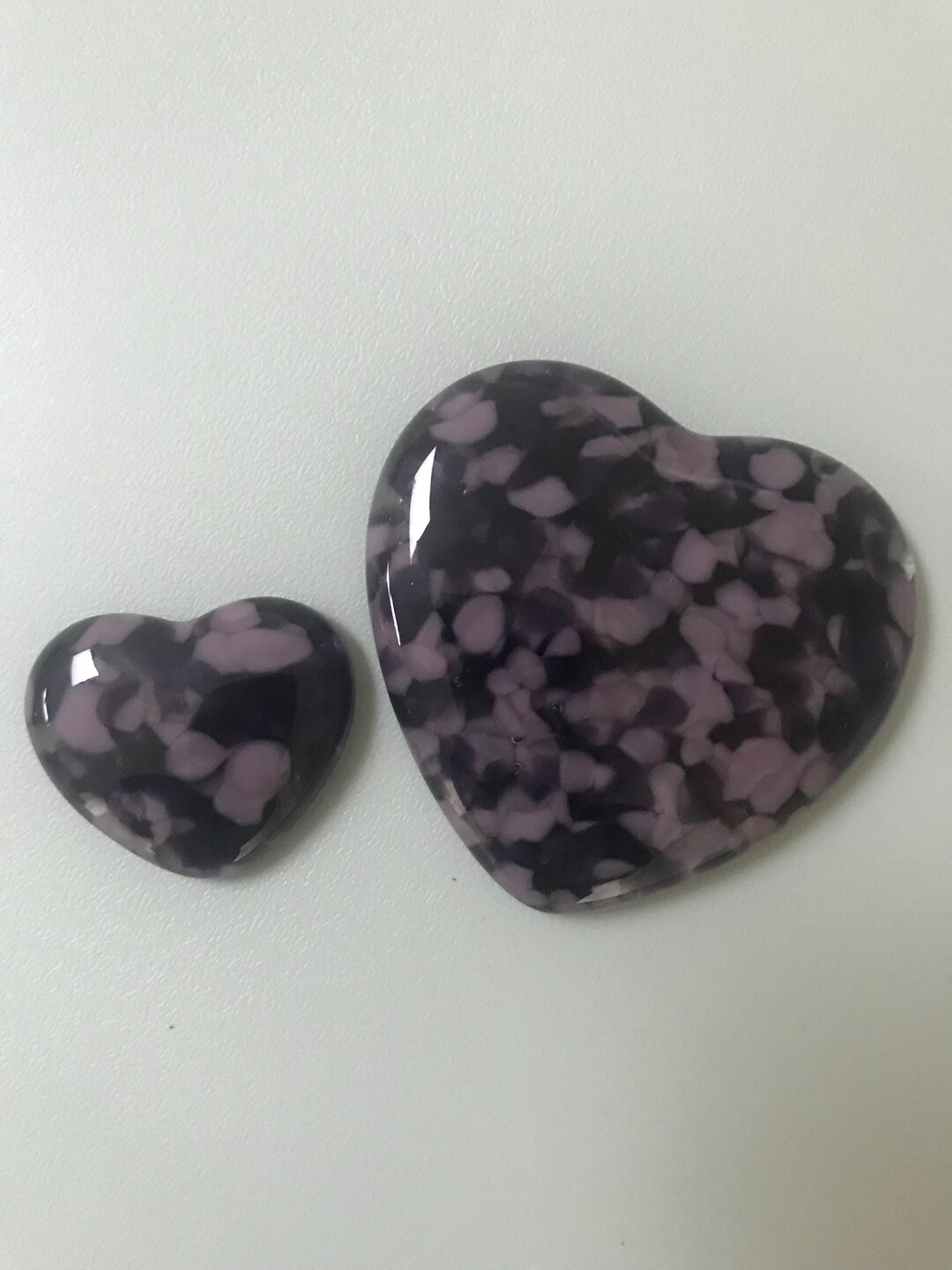 Fused Glass Paperweight AND Pocket Heart Purple Valentine, Willow Glass ...