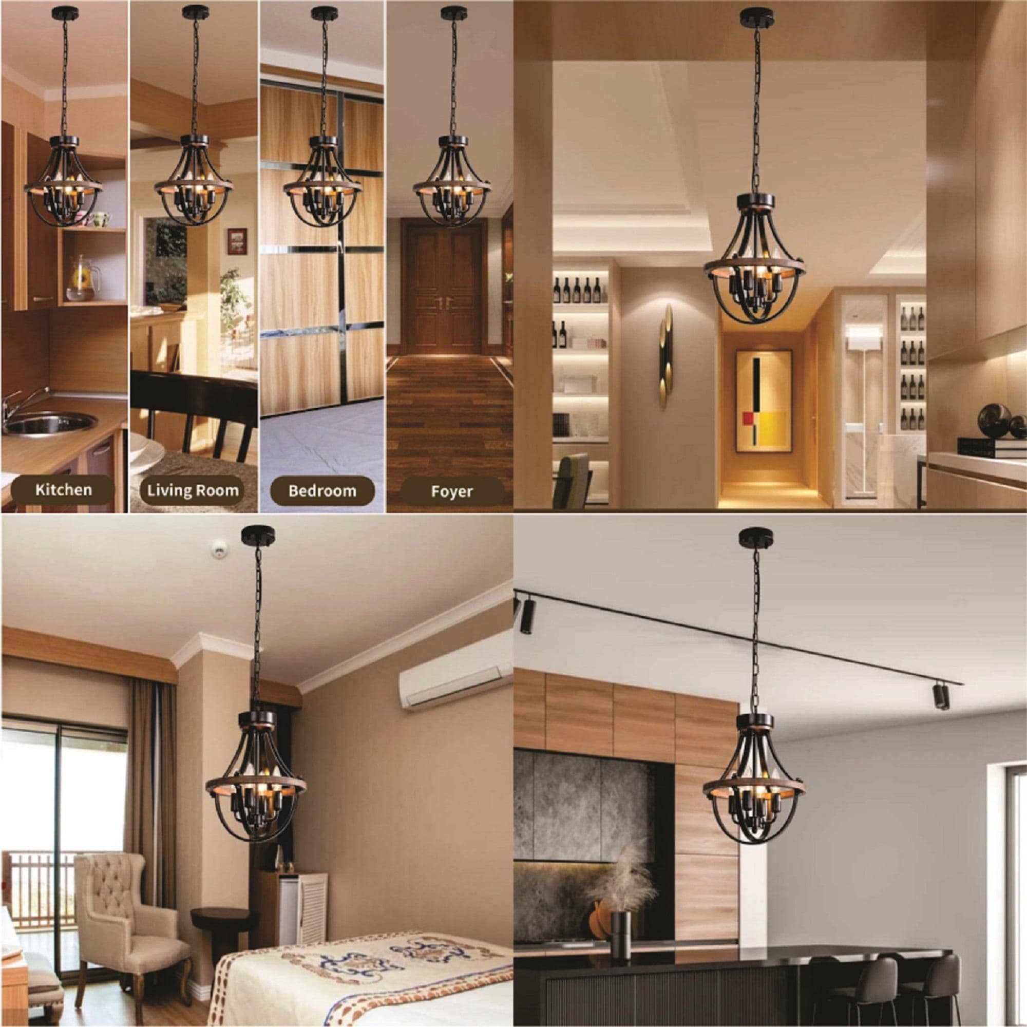4-light Rustic Ceiling Light Fixture, Farmhouse Chandelier Light ...