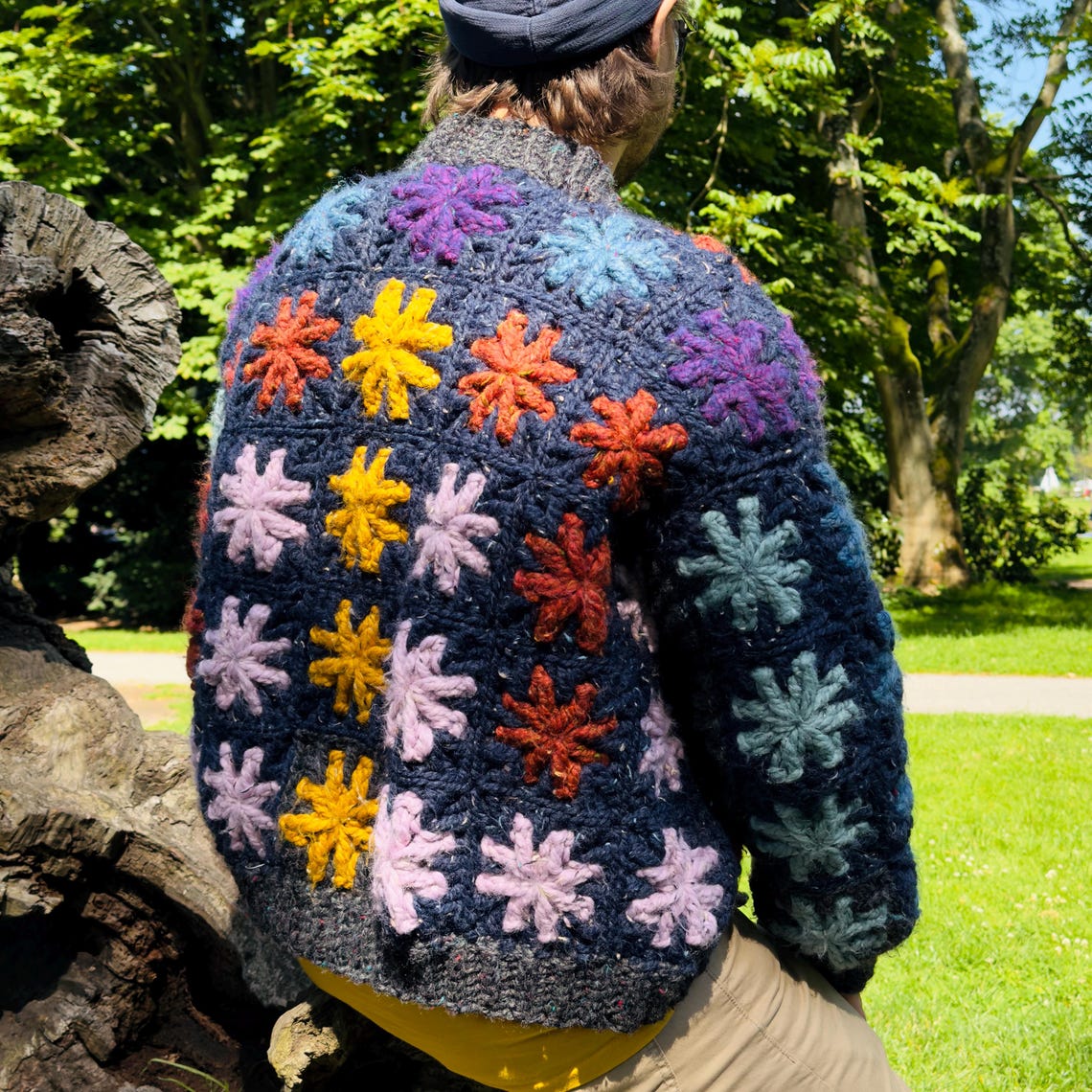 CROCHET GRANNY SQUARE Jacket Mosaic Bloom Pattern in English - Etsy