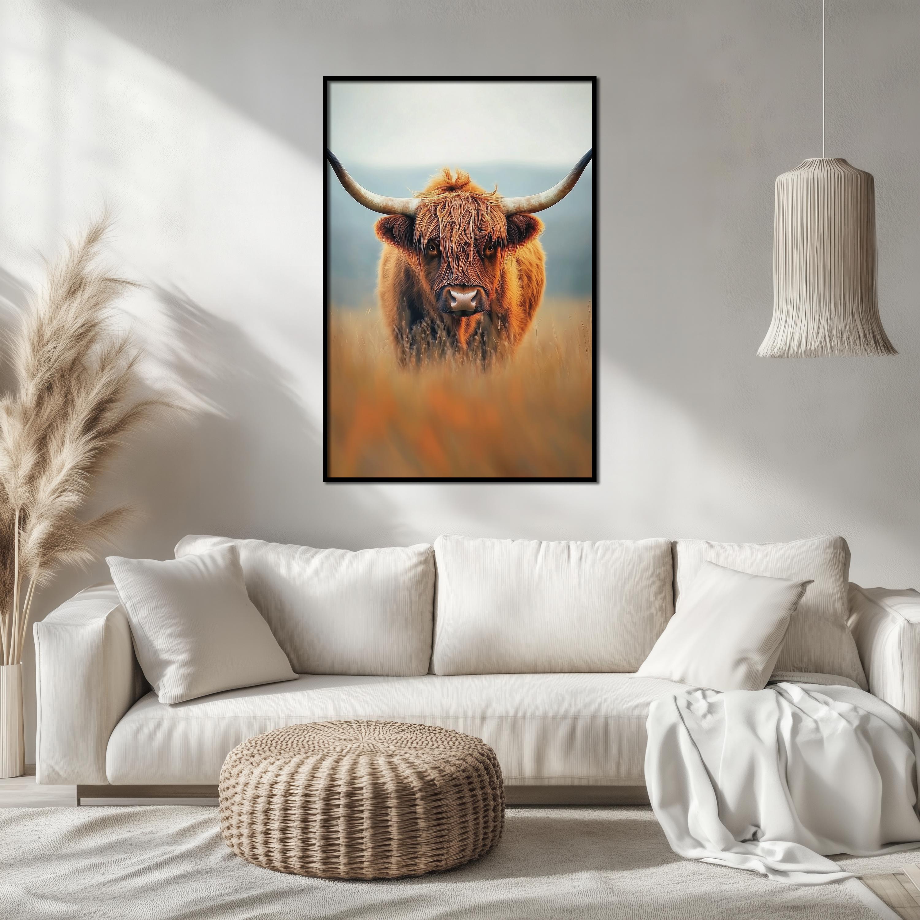 Highland Cow Portrait Print: Rustic Farmhouse Décor - Etsy