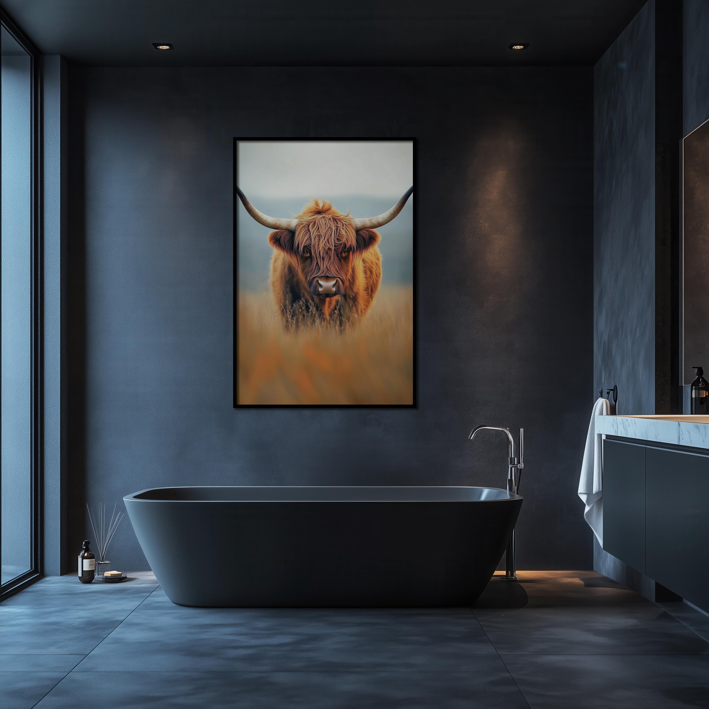 Highland Cow Portrait Print: Rustic Farmhouse Décor - Etsy