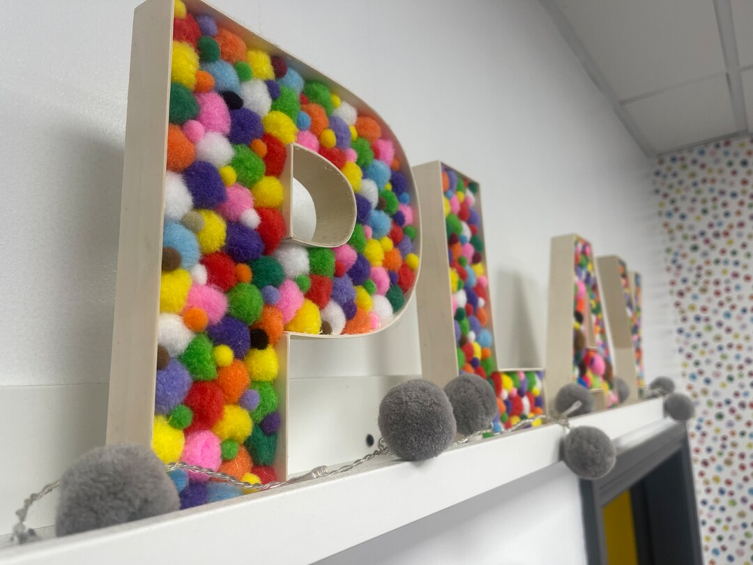 Custom Wooden Pom Pom Lettering - Etsy