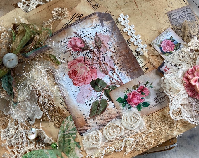 DELUXE KIT Junk Journal Victorian Rose and Cream for French - Etsy