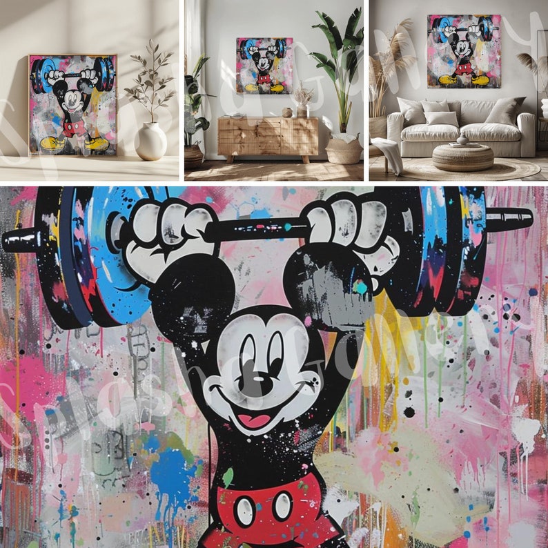 Mickey Mouse in the Gym, Digital, Wall Art, Bundle, Instant Download ...