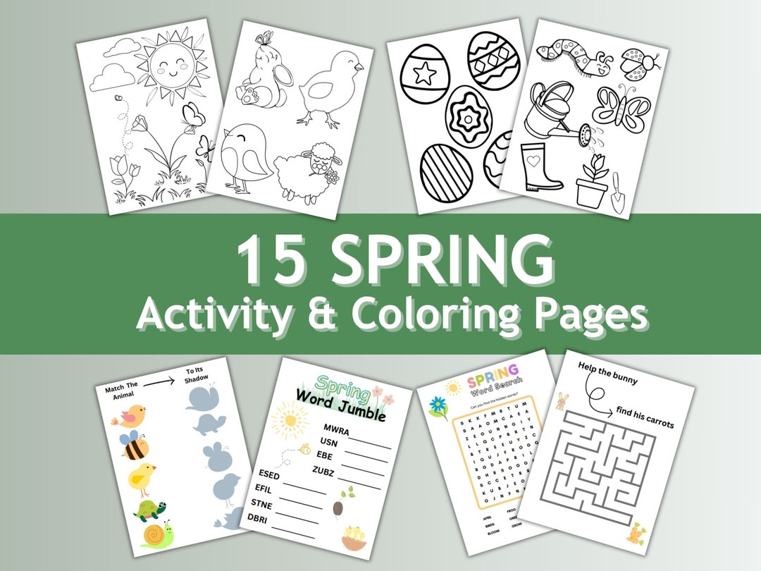 Spring Activity Coloring Pages for Kids, Easter, Printable Download ...