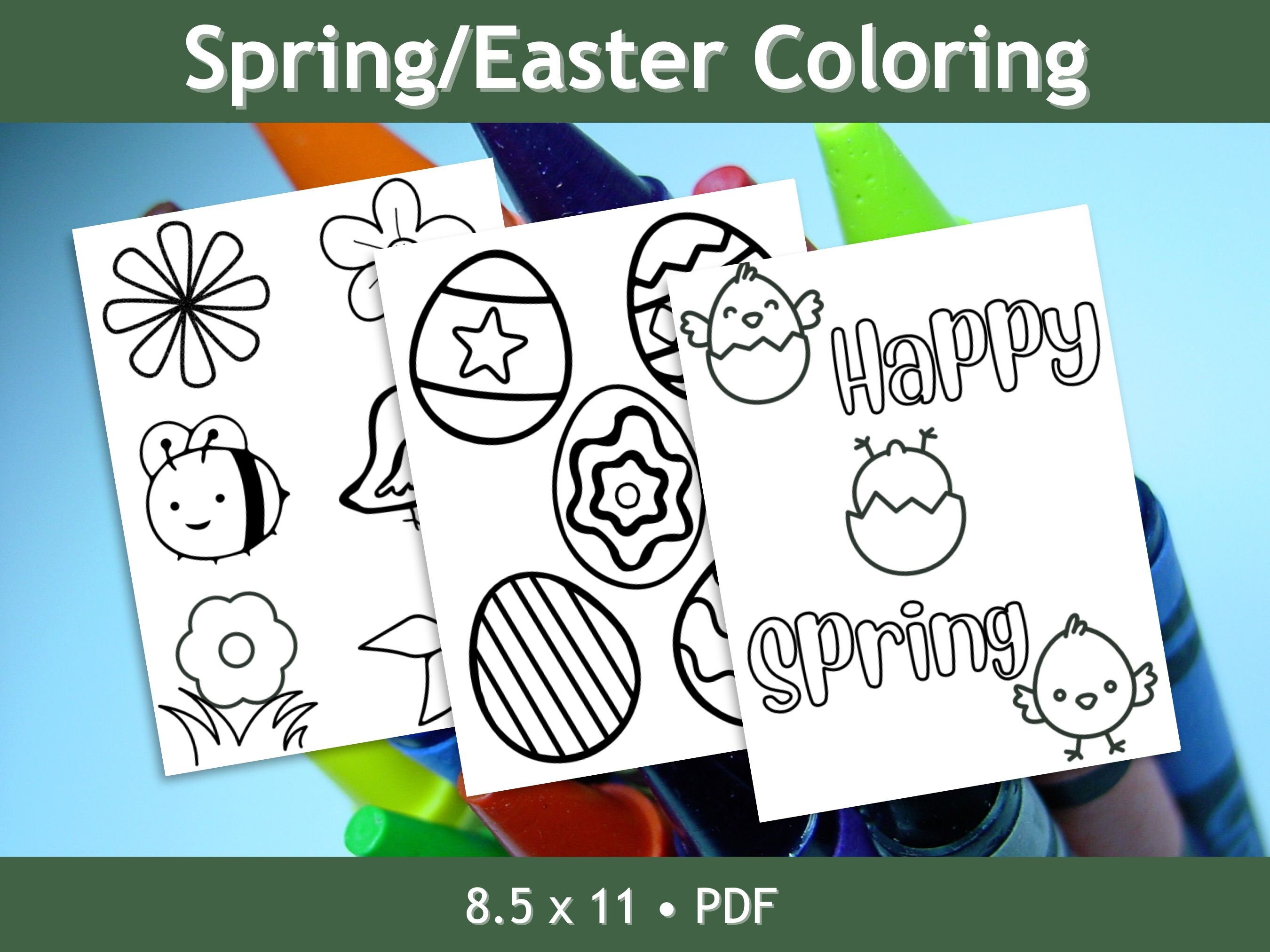 Spring Activity Coloring Pages for Kids, Easter, Printable Download ...