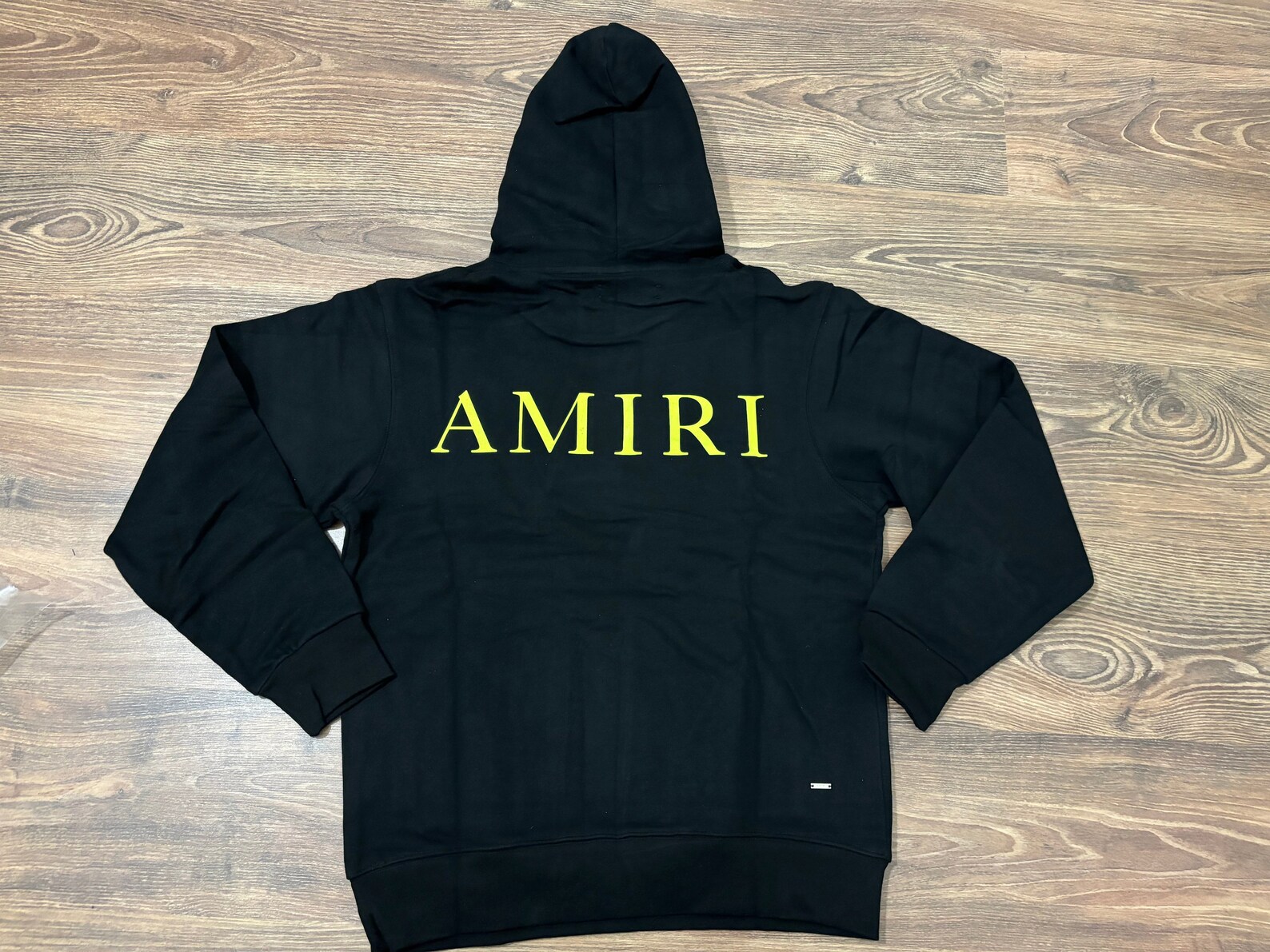 Amiri Black Hoodie With Neon Yellow Logo and Bold Back Lettering - Etsy