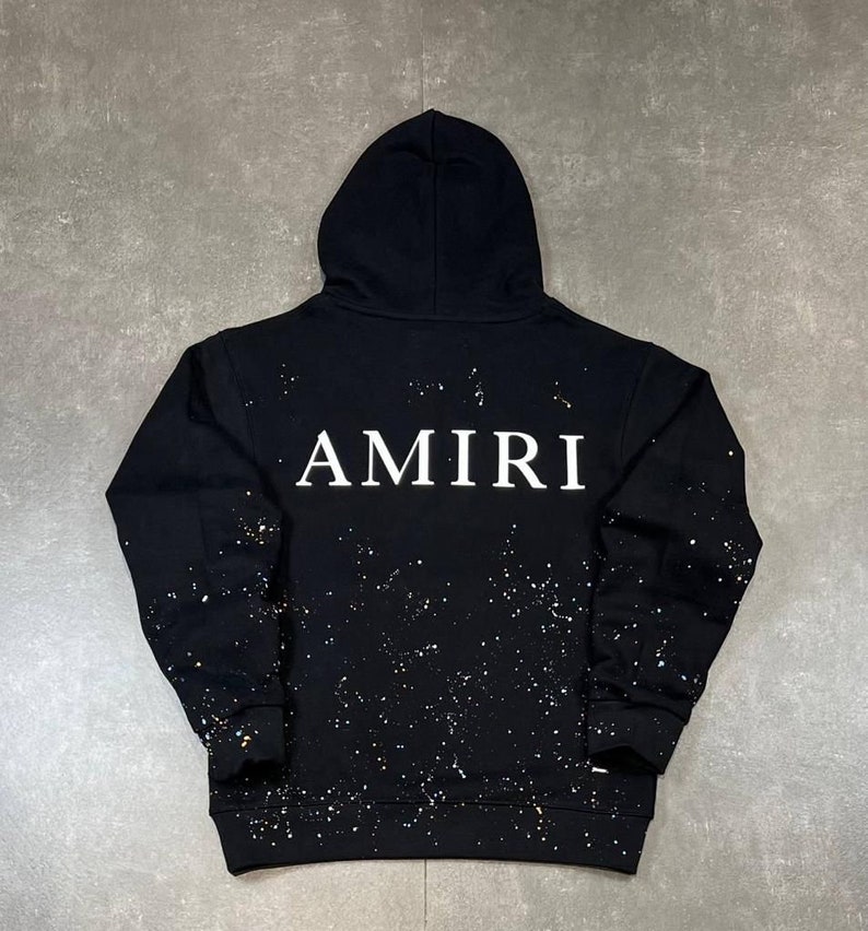 Amiri Paint Splatter Logo Hoodie Celestial Black Designer Sweatshirt - Etsy