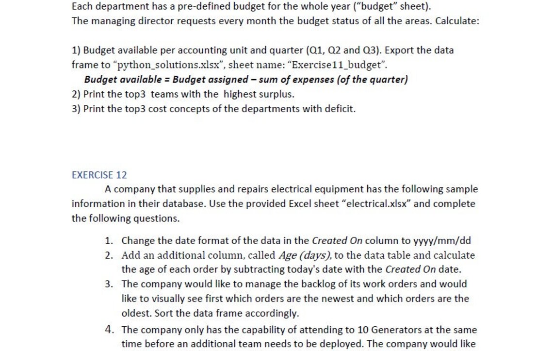 Excel Exercises Solved With Python - Etsy UK