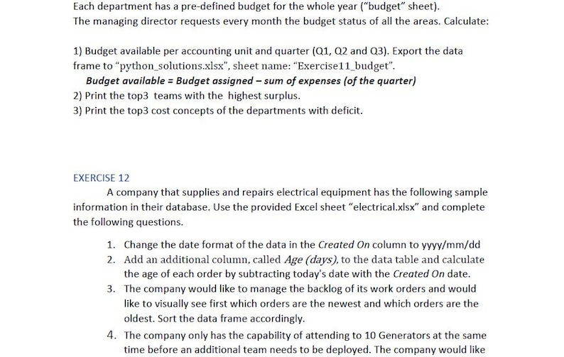 Excel Exercises Solved With Python - Etsy