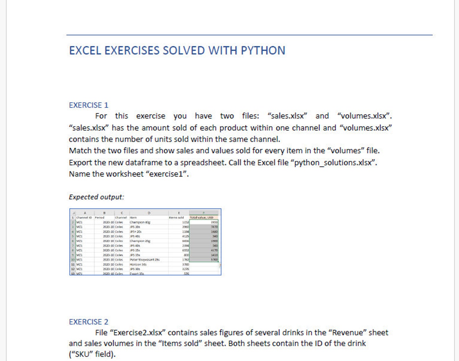 Excel Exercises Solved With Python - Etsy