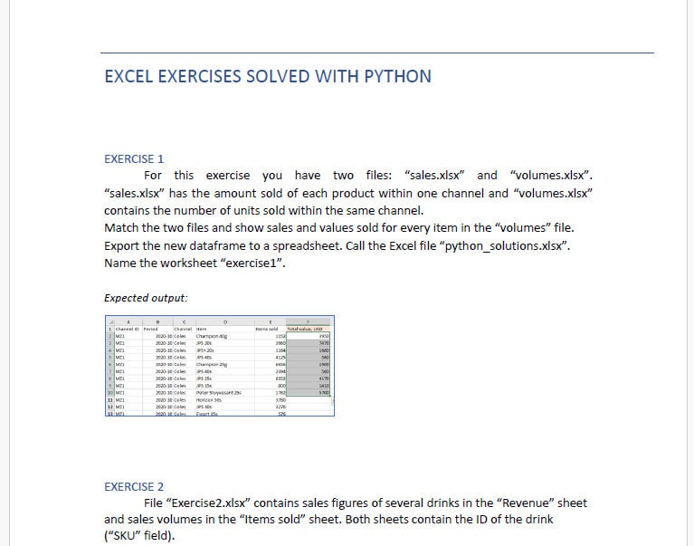 Excel Exercises Solved With Python - Etsy