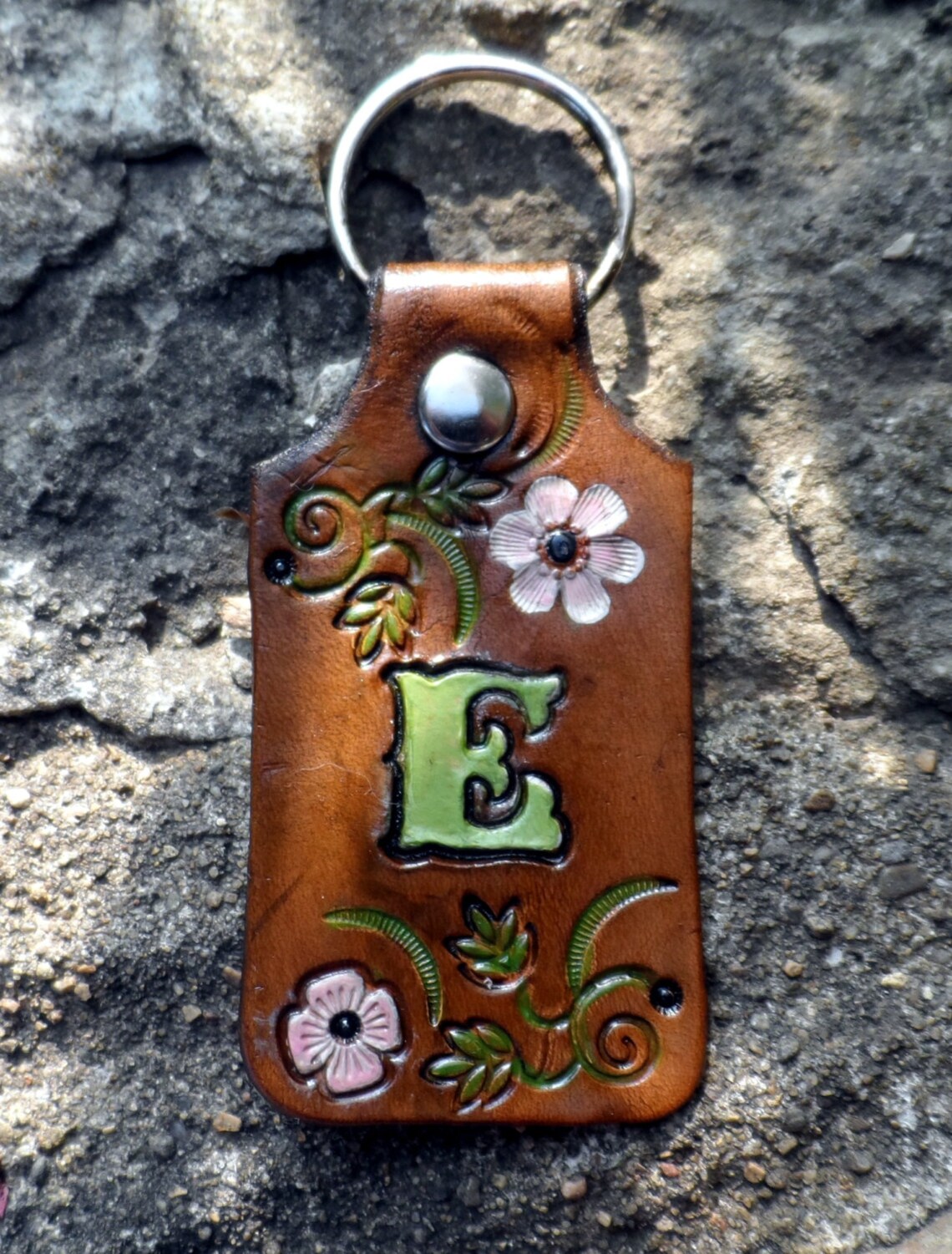 Handcrafted Leather Initial Key Ring Western Cowgirl Heirloom - Etsy