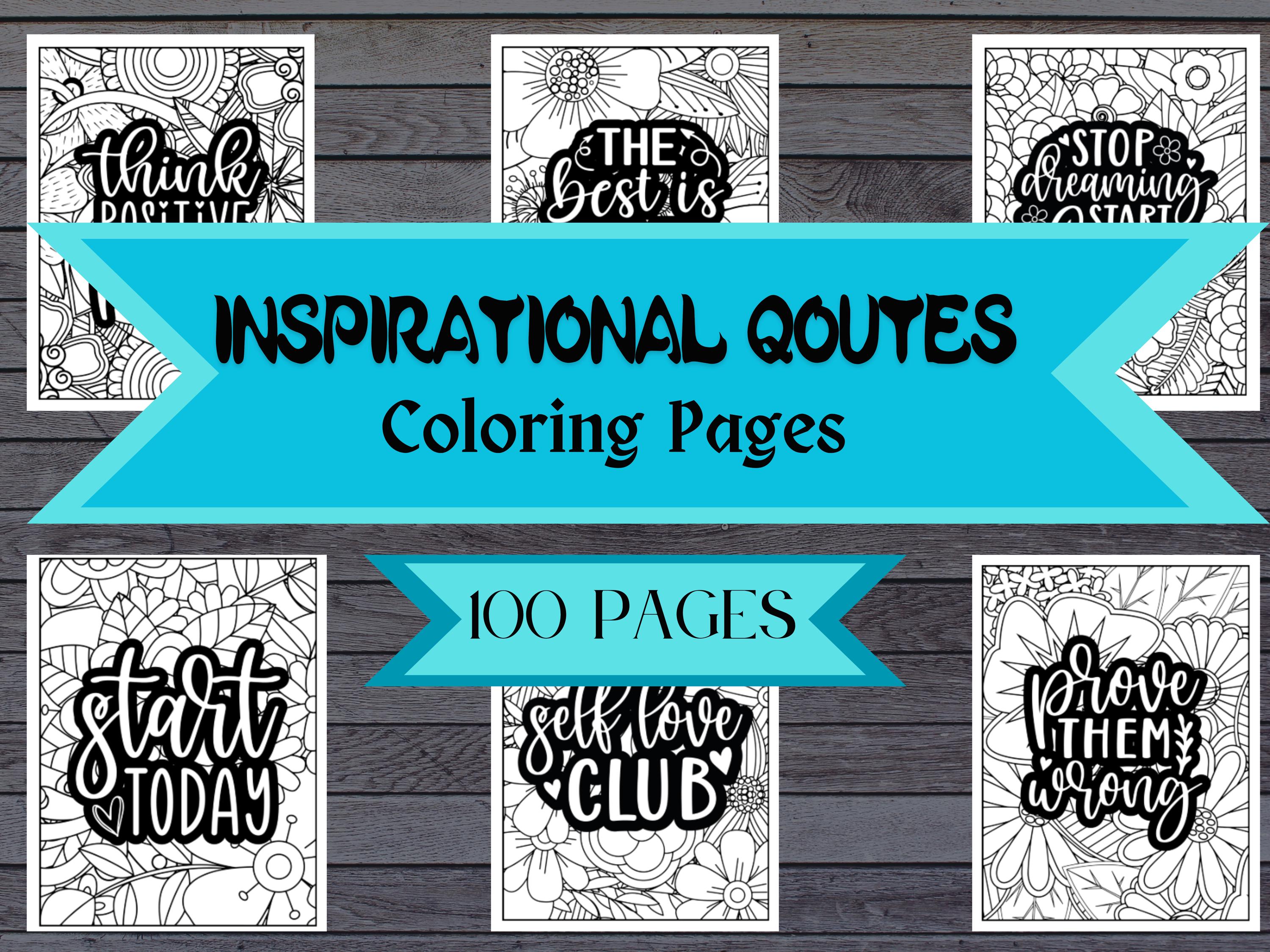 Inspirational Quotes Coloring Pages for Adults. Zentangle Digital ...