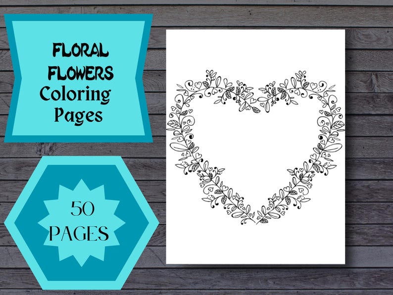 50 Floral Coloring Book, Printable PDF, Botanicaal Coloring Pages ...