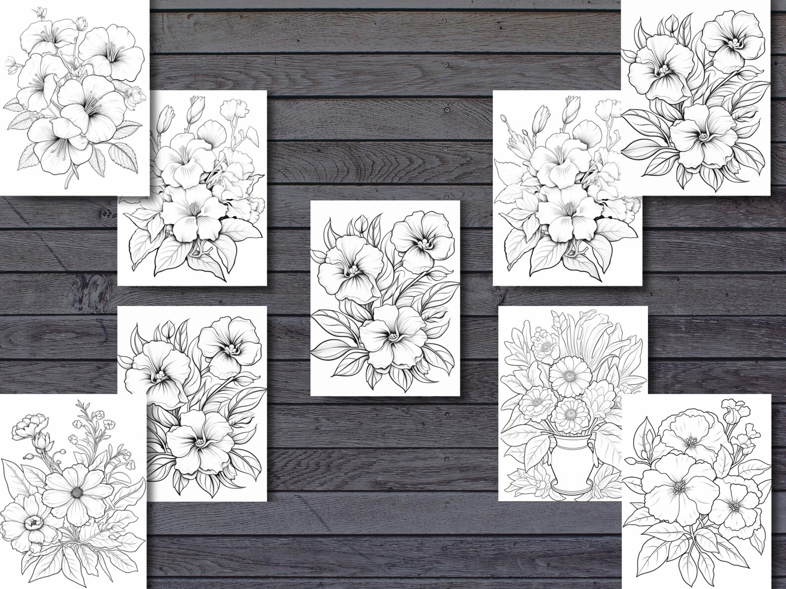 Relaxing Flowers Digital Coloring, Adult & Teen Art, Instant Download ...