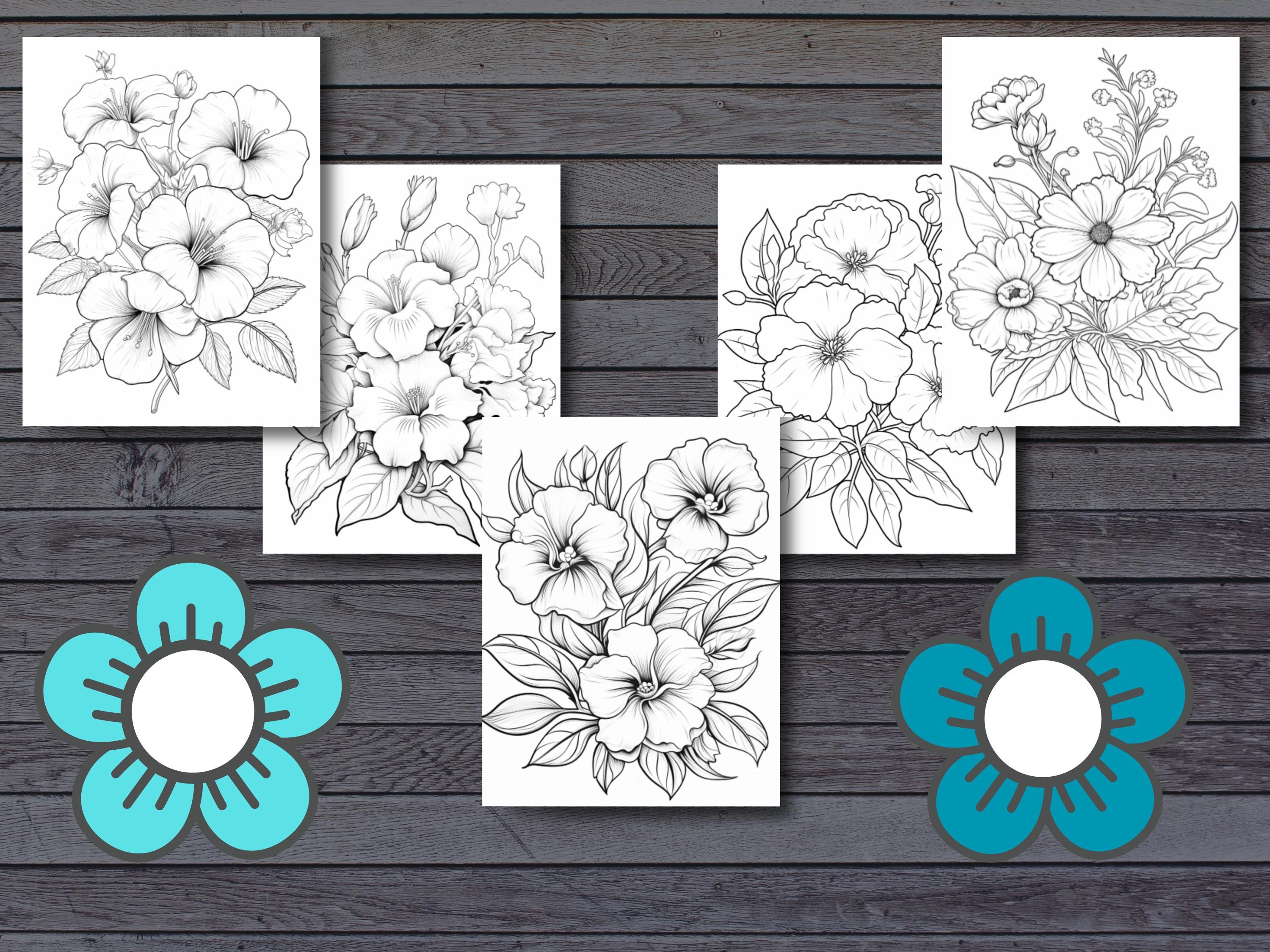 Relaxing Flowers Digital Coloring, Adult & Teen Art, Instant Download ...