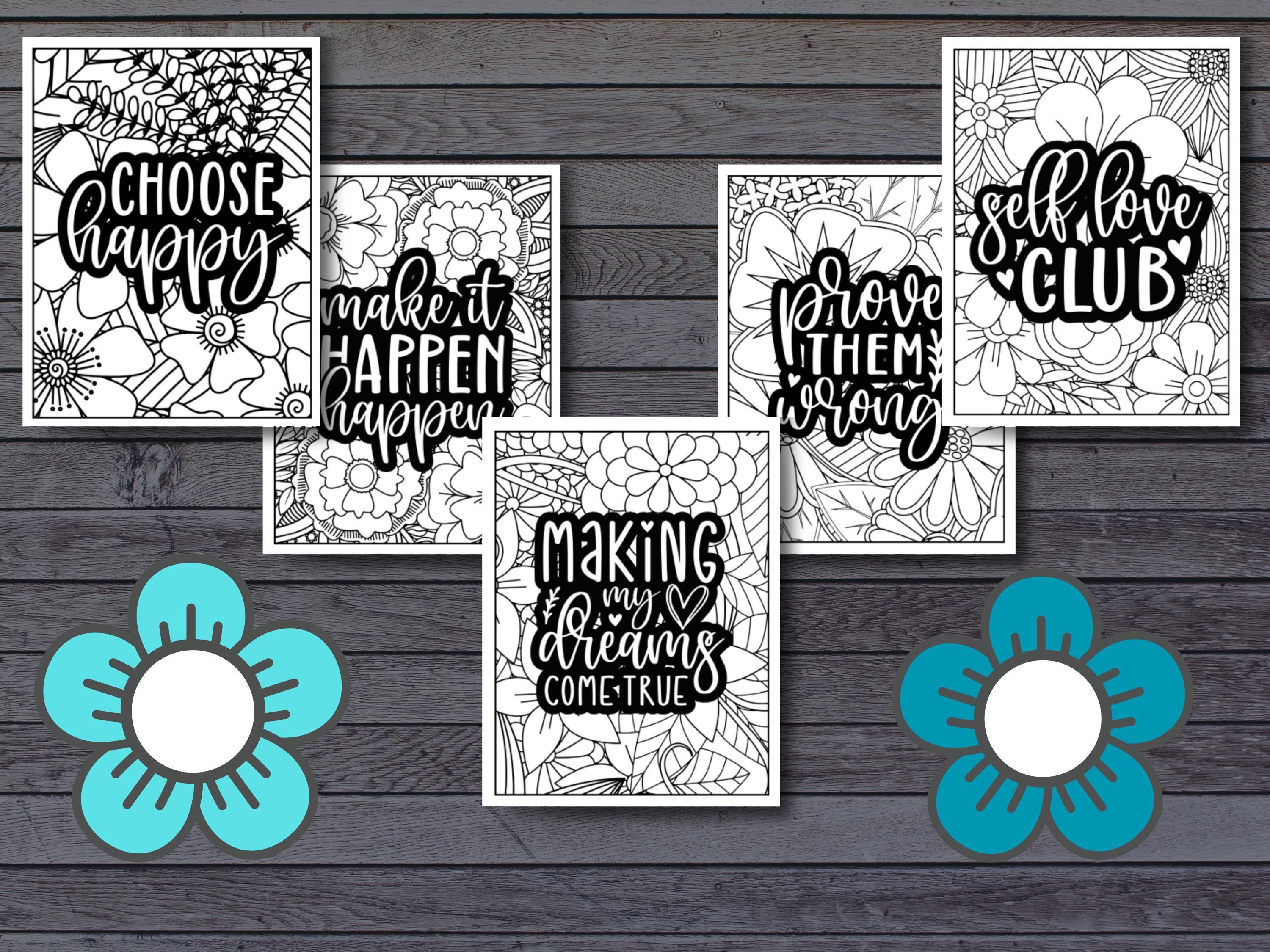 Inspirational Quotes Coloring Pages for Adults. Zentangle Digital ...