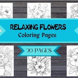 Relaxing Flowers Digital Coloring, Adult & Teen Art, Instant Download ...