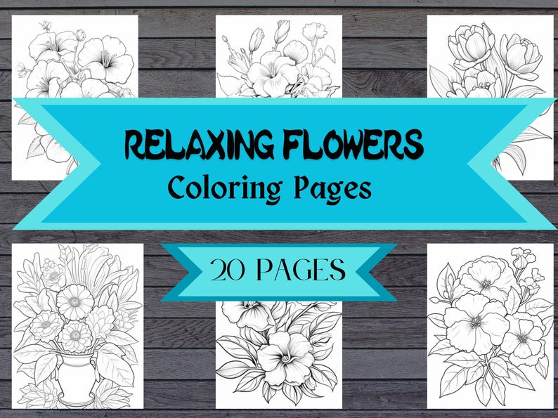 Relaxing Flowers Digital Coloring, Adult & Teen Art, Instant Download ...