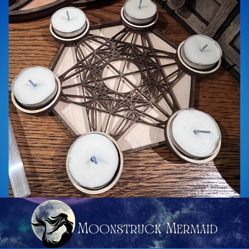 Metatron's Cube Sacred Geometry Candleholder, Sun and Moon, Celtic ...