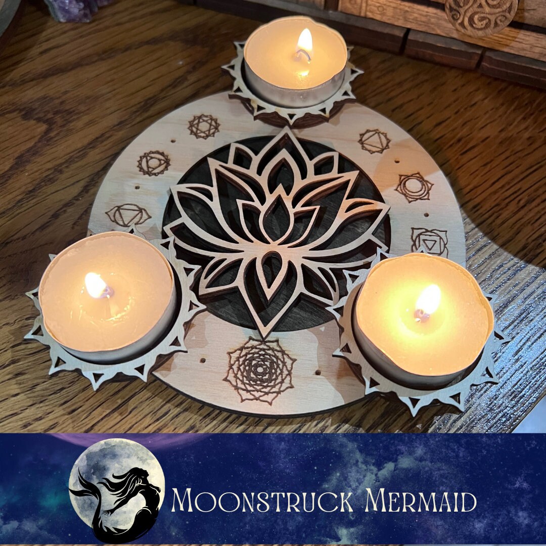 Lotus Flower Celestial Candleholder, Sun and Moon, Celtic, Pagan ...