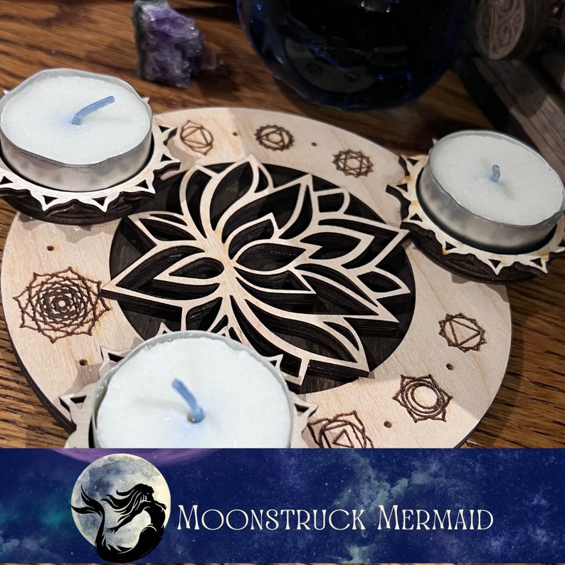Lotus Flower Celestial Candleholder, Sun and Moon, Celtic, Pagan ...