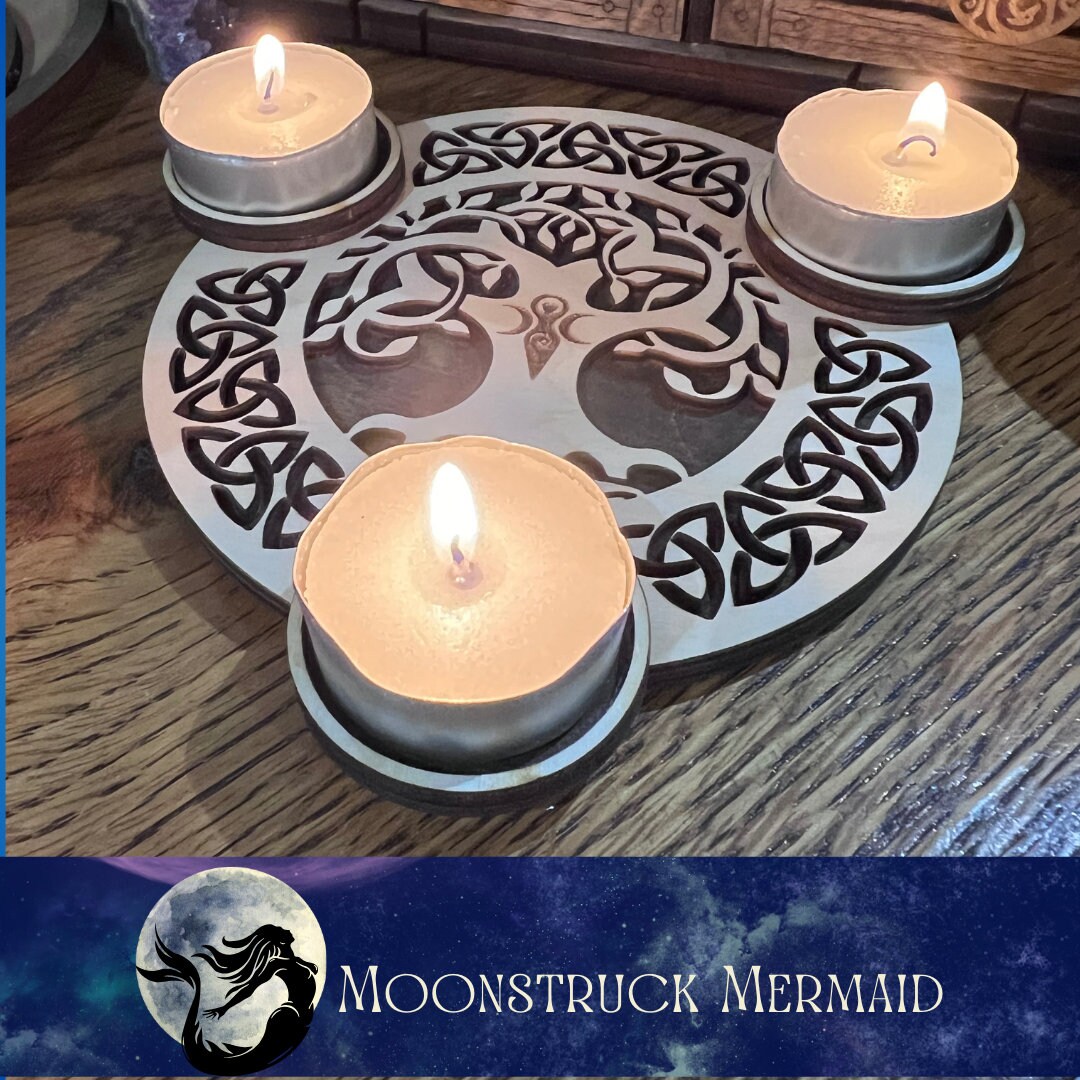 Three of Life Candleholder, Tree of Life, Celtic, Pagan, Wiccan, Divine ...