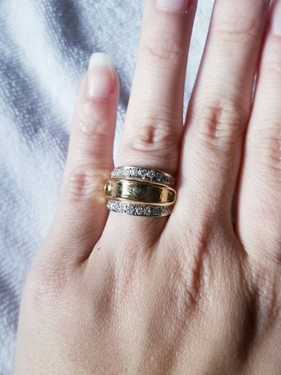 14k Thick Gold and Diamond Ring - Gem