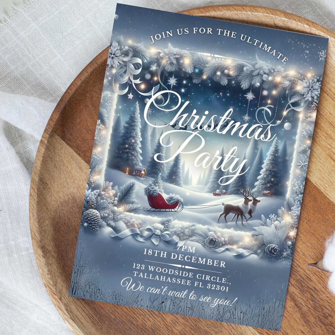 Editable Christmas Party Invitation, Christmas Party Template, Winter ...