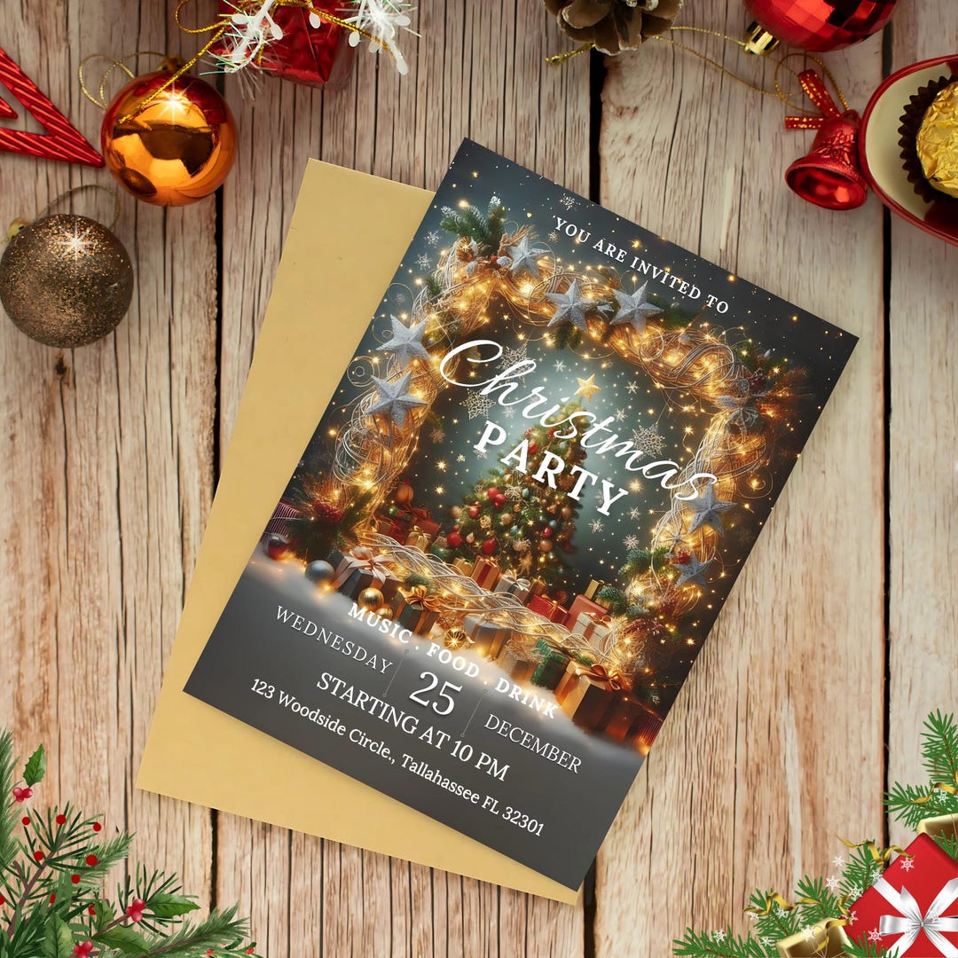 Editable Christmas Party Invitation, Christmas Party Template, Winter ...