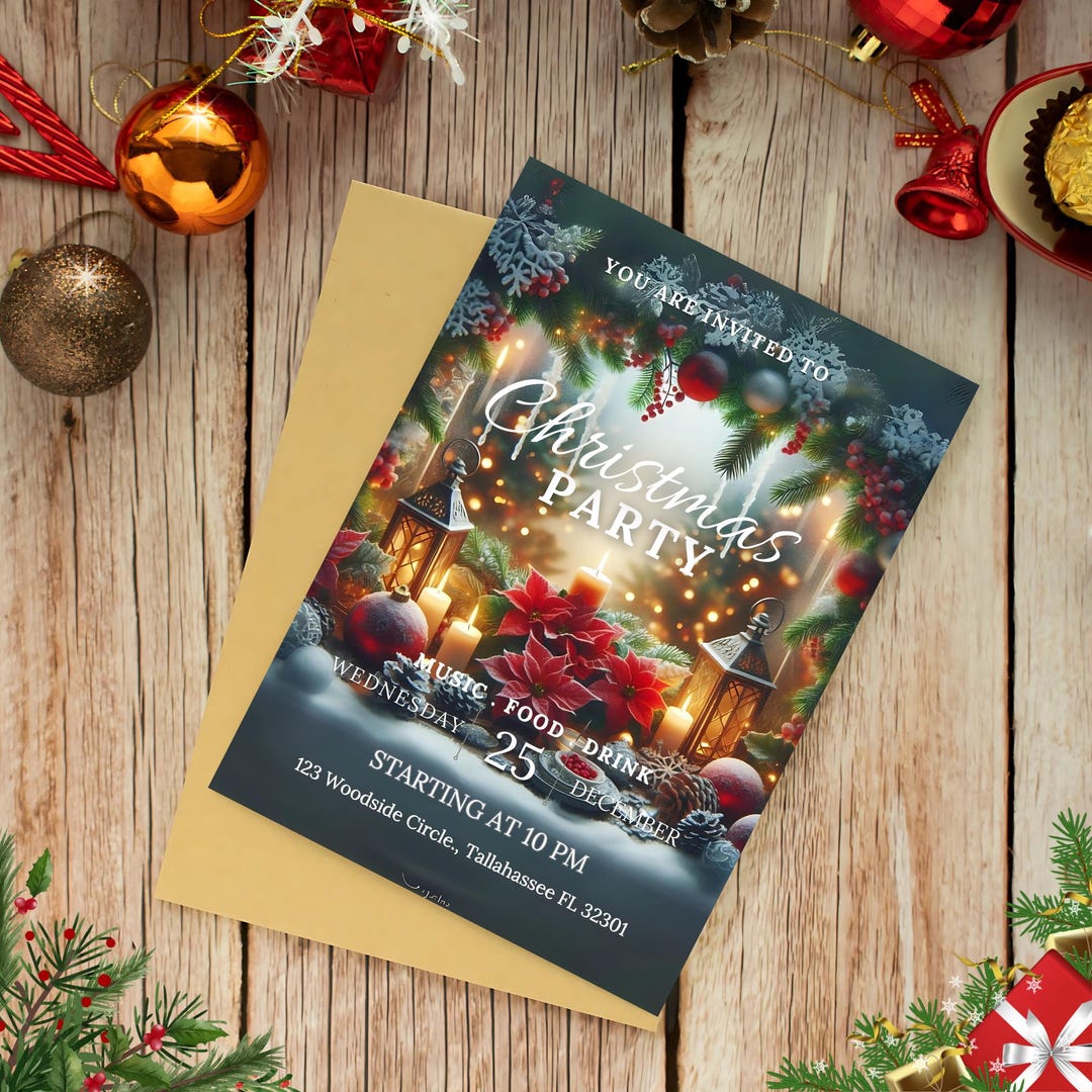 Editable Christmas Party Invitation, Christmas Party Template, Winter ...