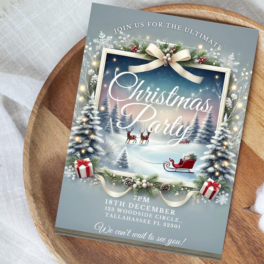 Editable Christmas Party Invitation, Christmas Party Template, Winter ...